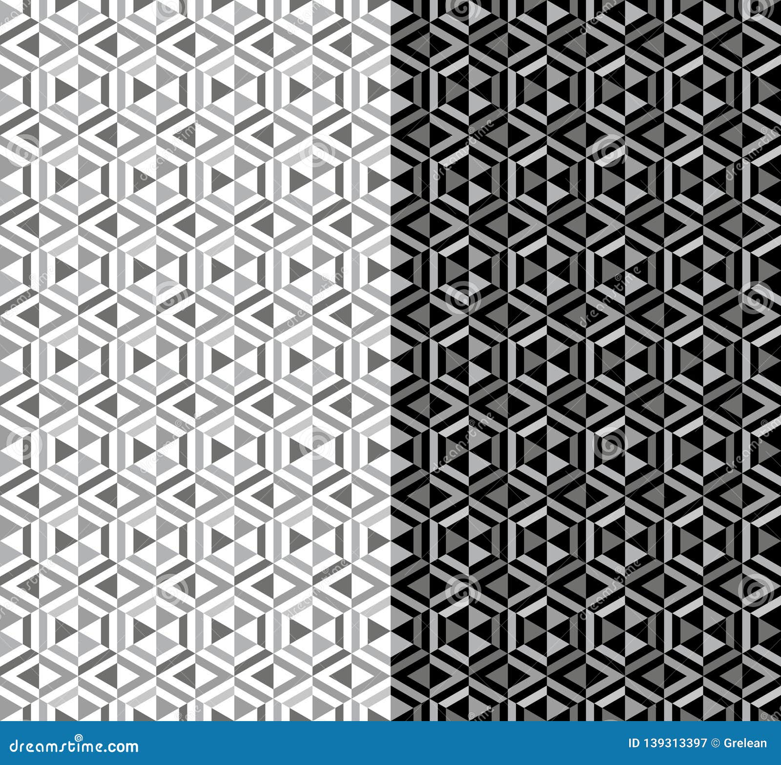 Two Abstract Geometric Monochrome Seamless Patterns Stock Vector ...