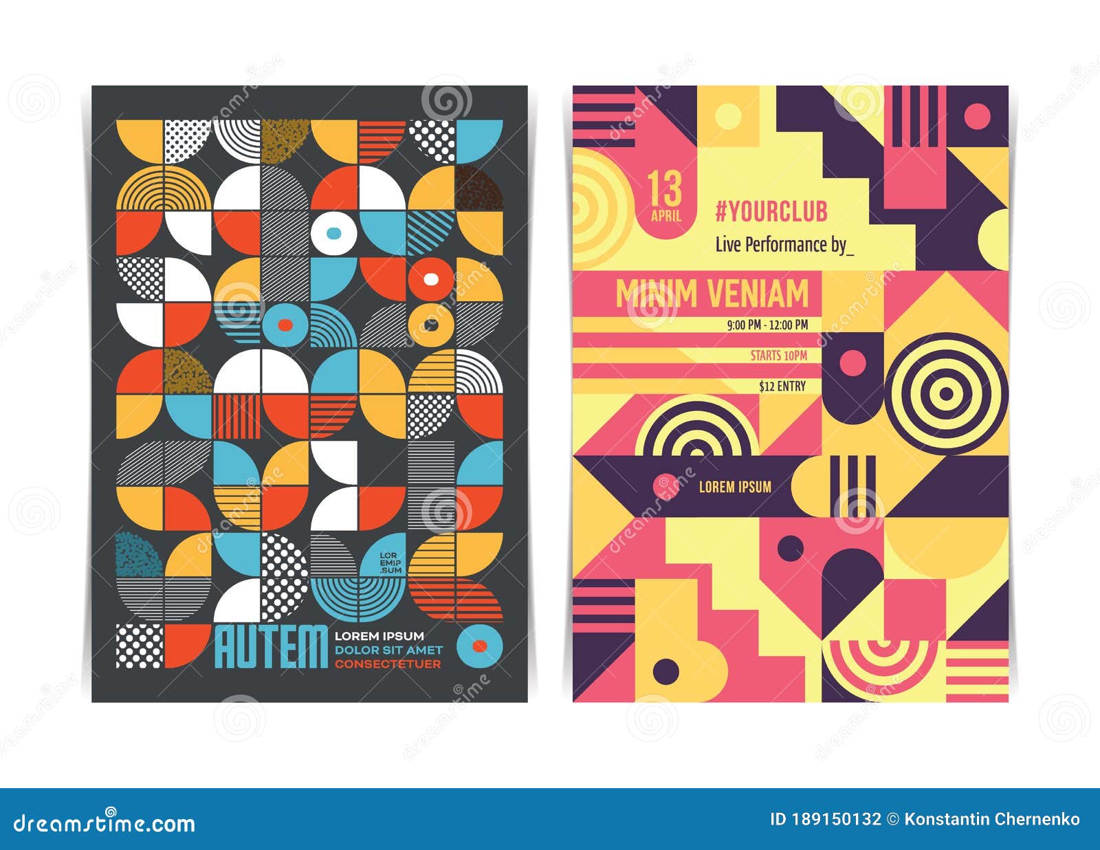 Two Abstract Geometric Shapes Design Poster Template. Vector ...