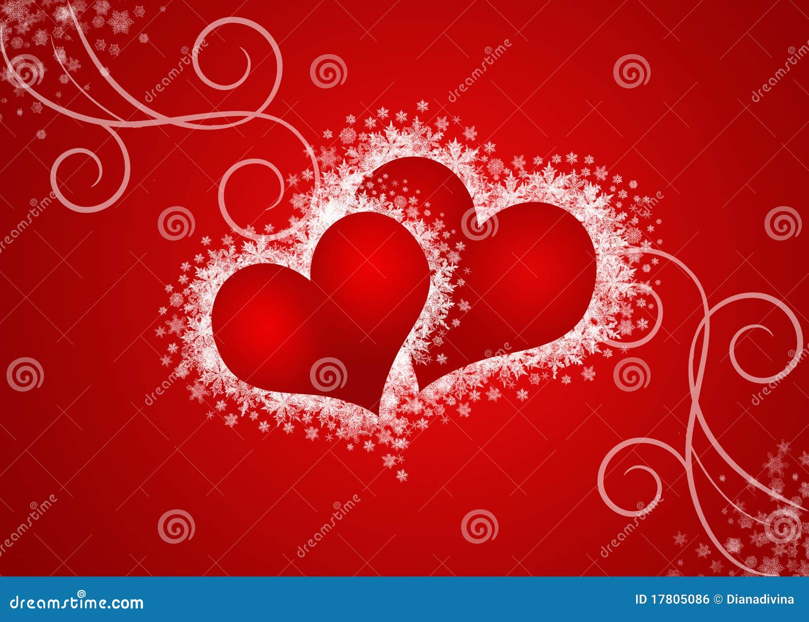 Two Abstract Hearts in Red Background Stock Illustration - Illustration ...