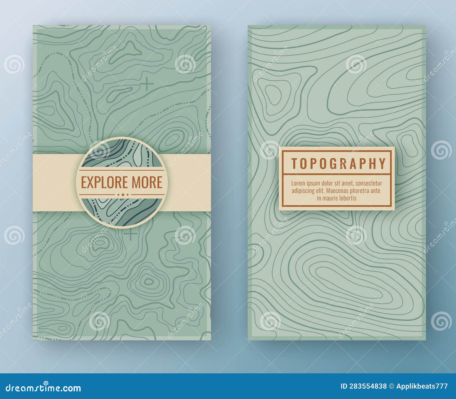 Two Abstract Retro Vertical Banners with Map Pattern and Copy Space ...