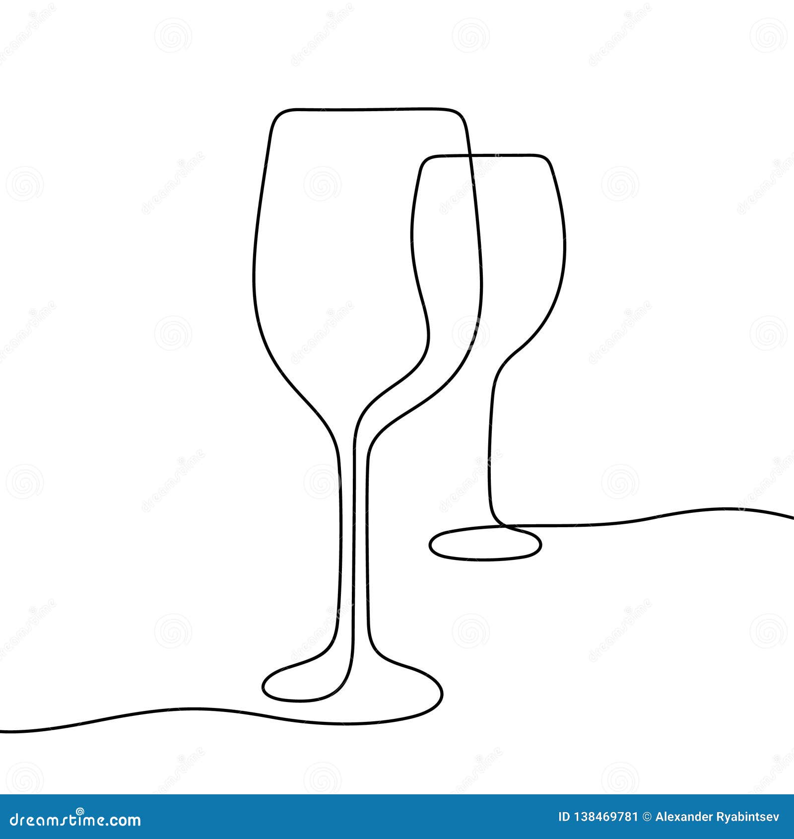 Wine Glasses Continuous Line Vector Illustration Stock Vector Illustration Of Burgundy