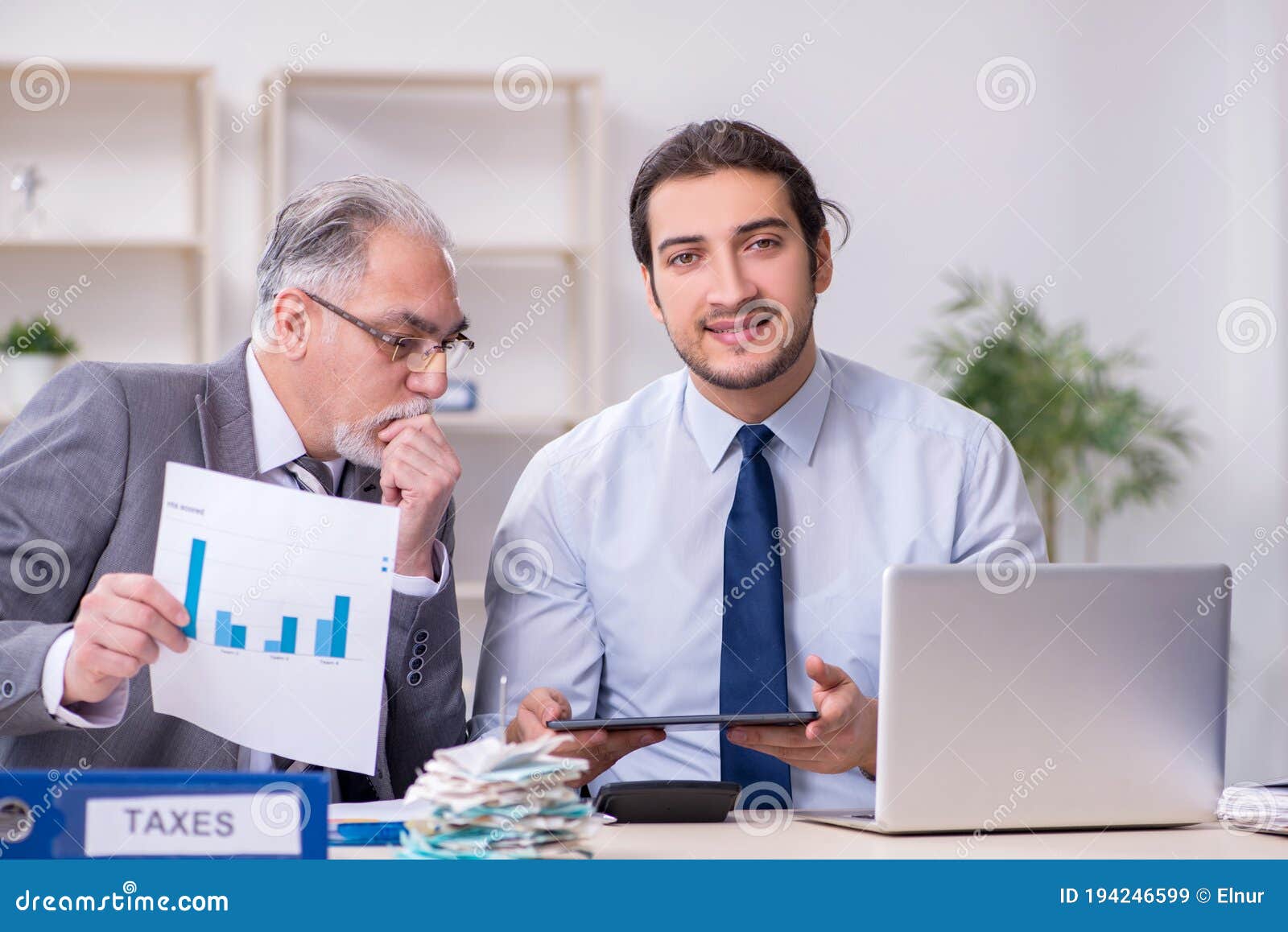 Two Accountants Working in the Office Stock Image - Image of chart ...