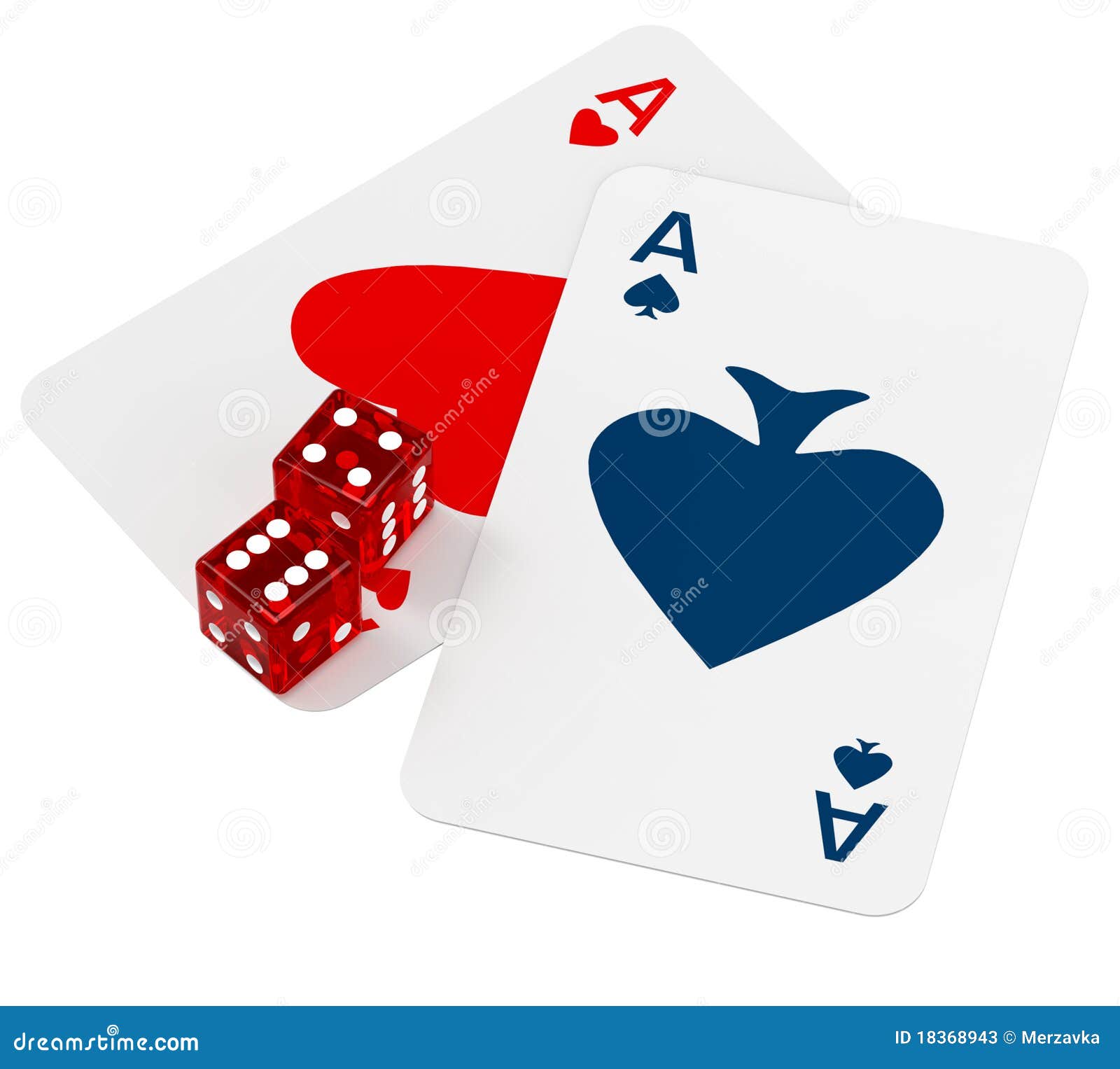 Two Ace Cards and Two Dices Stock Illustration - Illustration of number ...