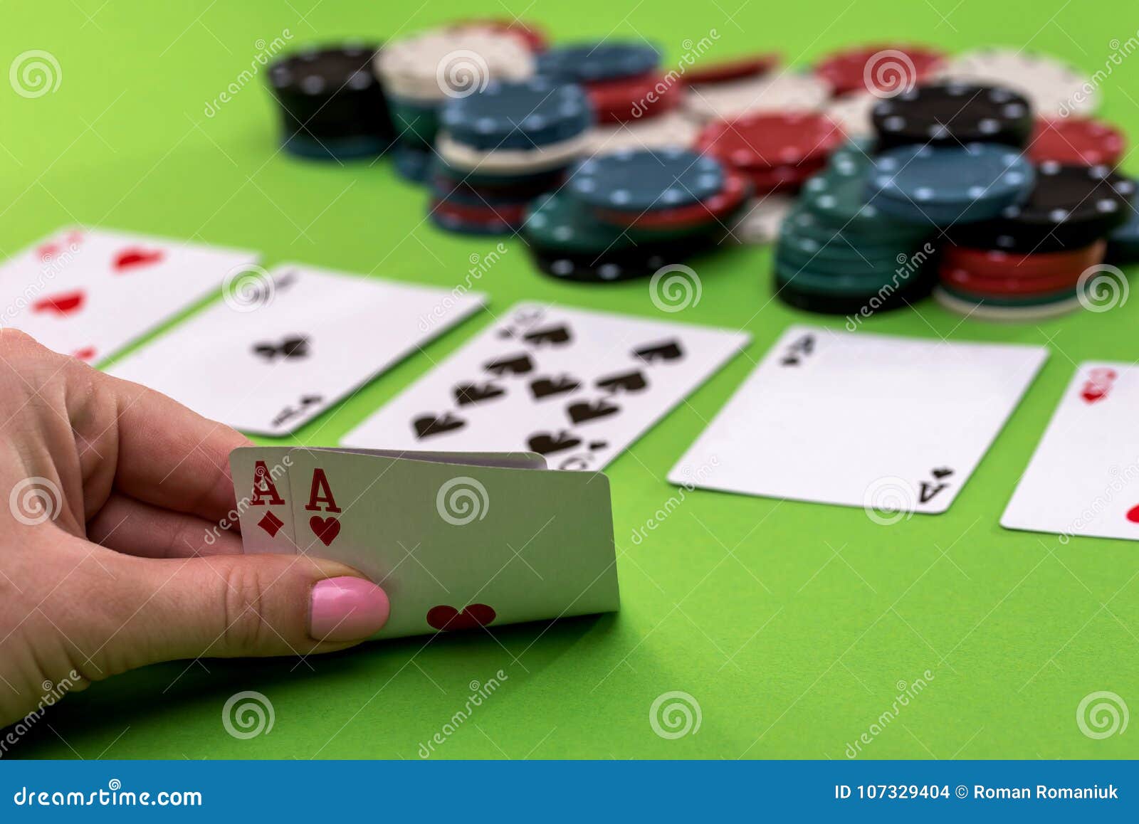 Two aces in the hands stock photo. Image of chip, closeup - 107329404