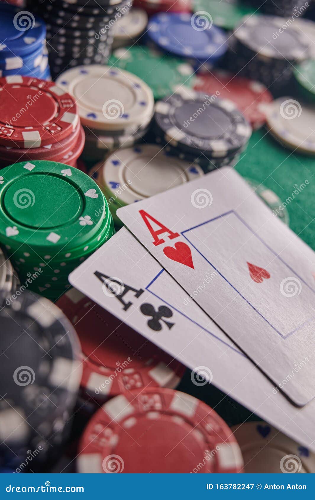 Two Aces on the Poker Table and Chips. Casino, Poker, a Pair of Aces ...