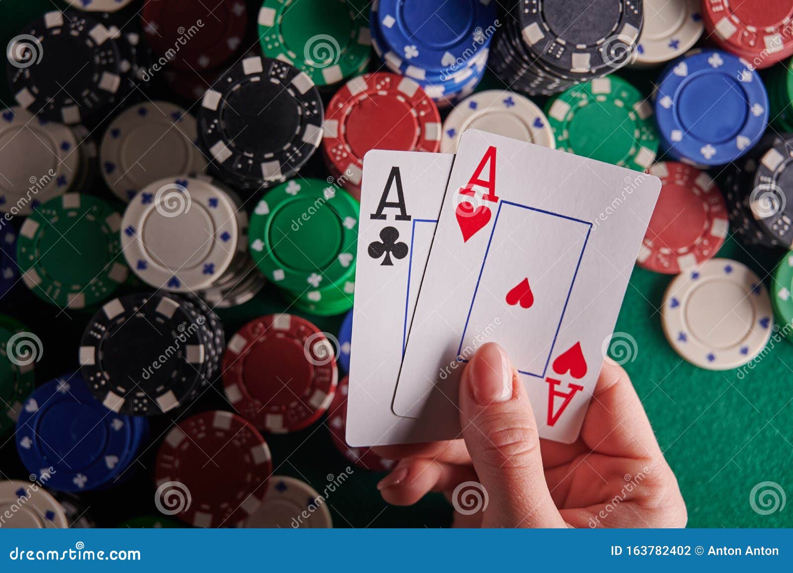 Two Aces on the Poker Table and Chips. Casino, Poker, a Pair of Aces ...