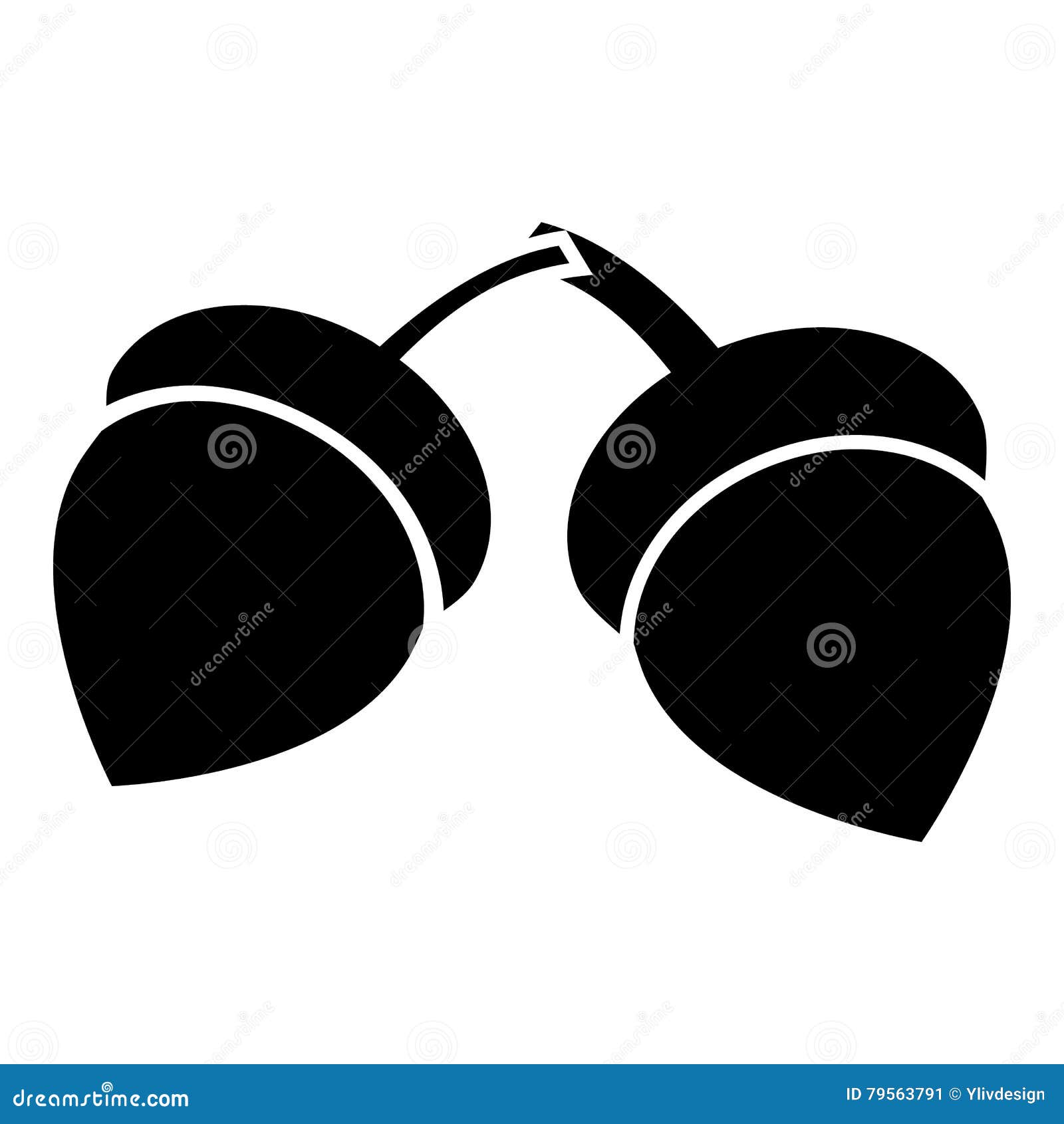 Two Acorns Icon, Simple Style Stock Vector - Illustration of october ...