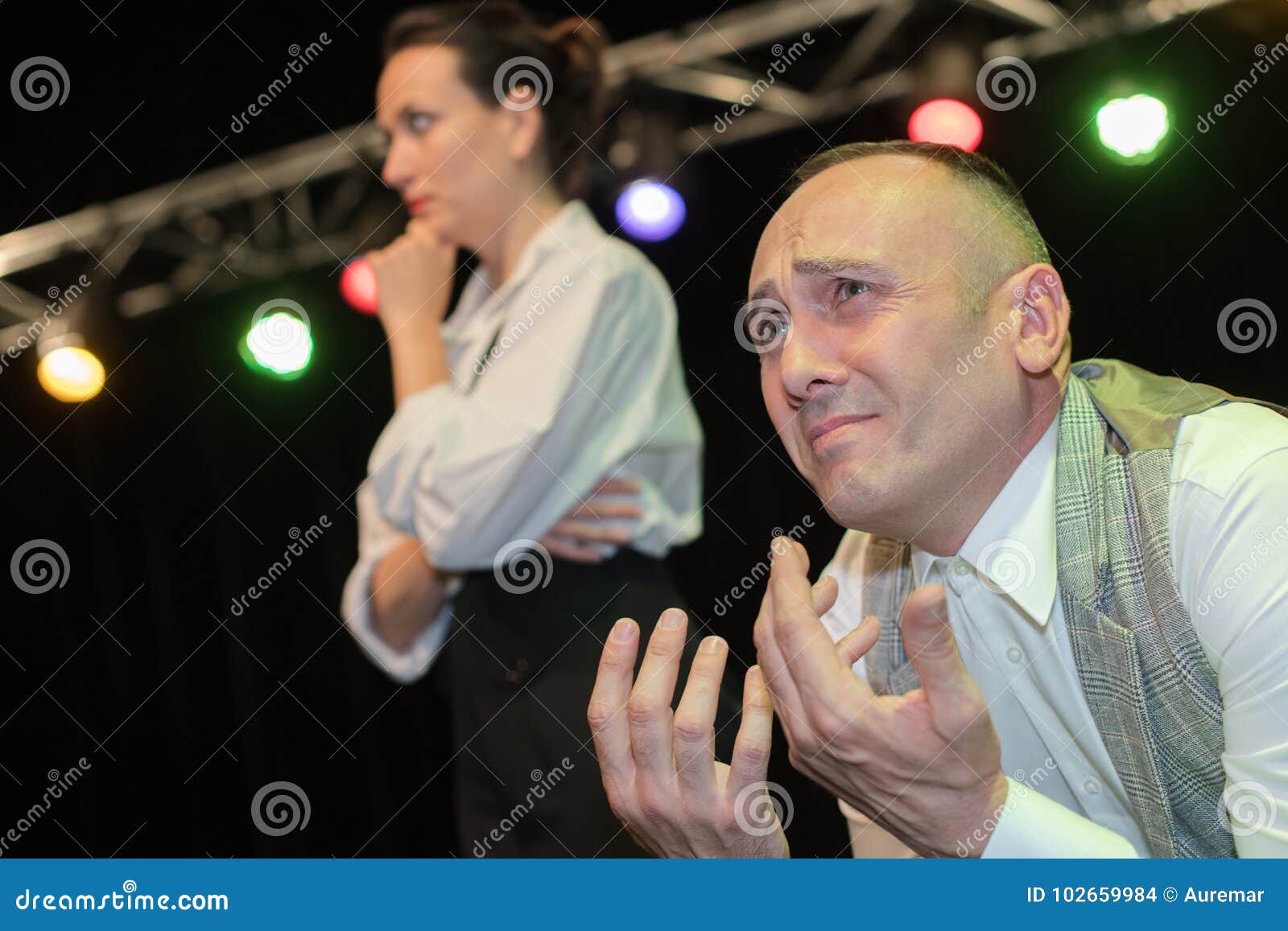 Two Actors Playing Role on Stage Stock Photo - Image of actor, scene ...