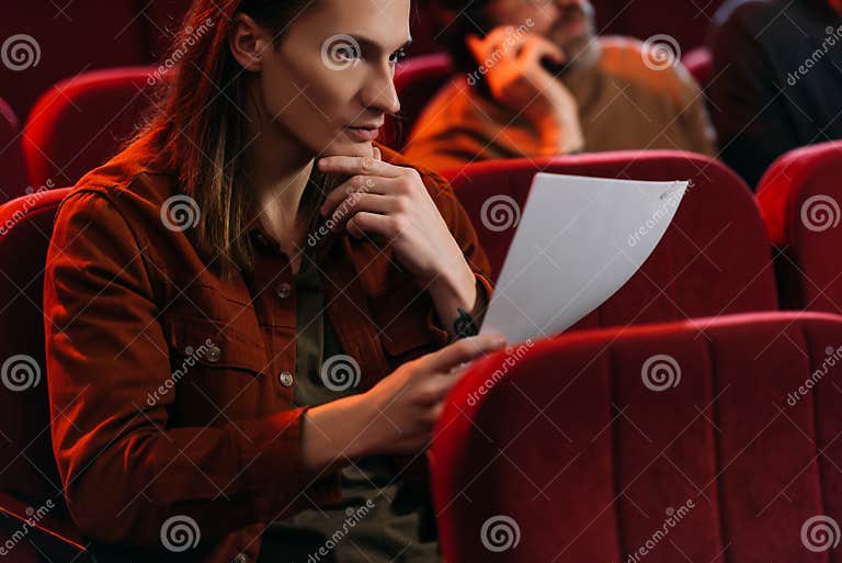 Two Actors Reading Scripts while Sitting Stock Photo - Image of chairs ...