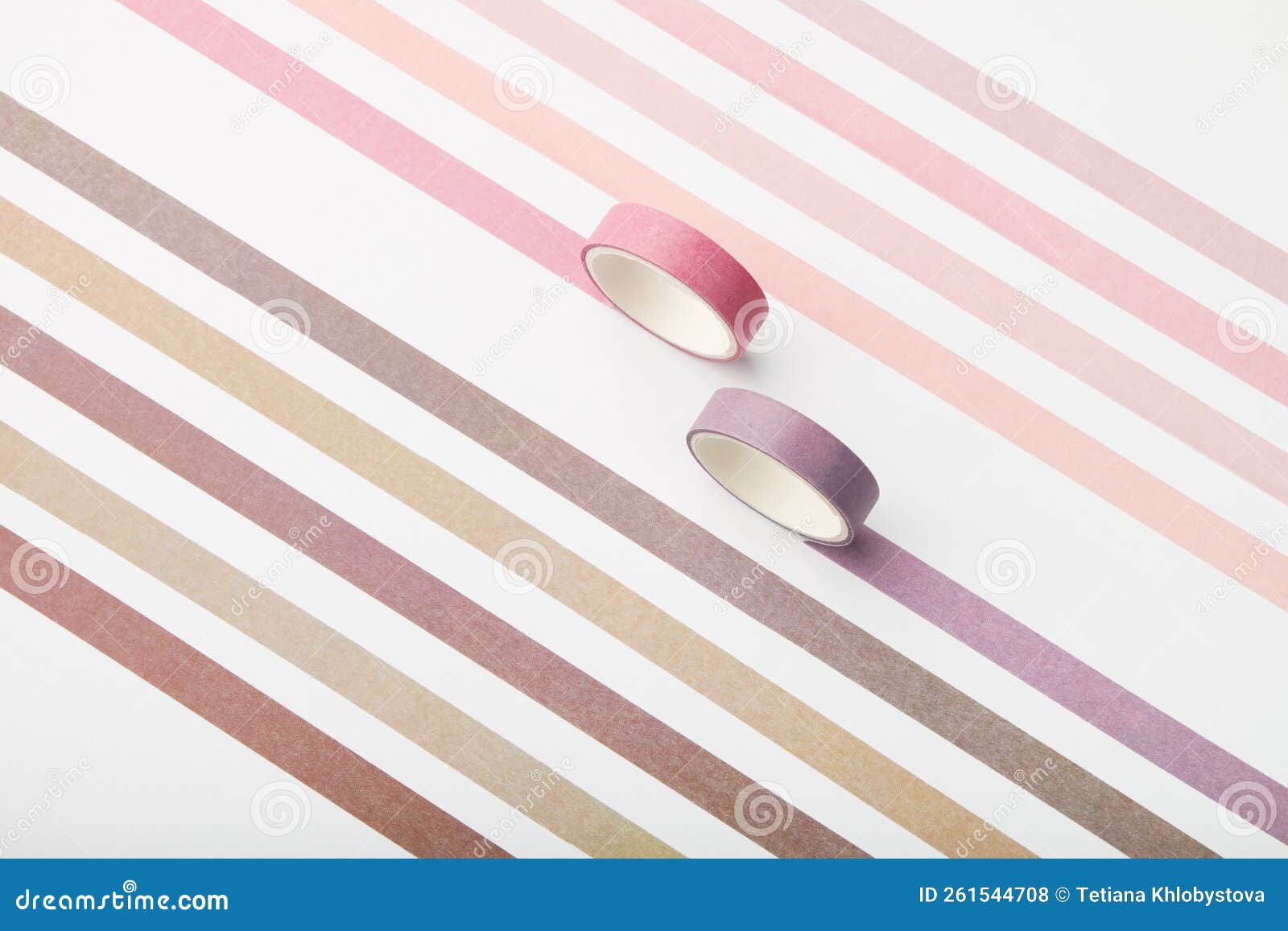 Two Adhesive Tape Rolls and Parallel Strips on White Stock Photo ...