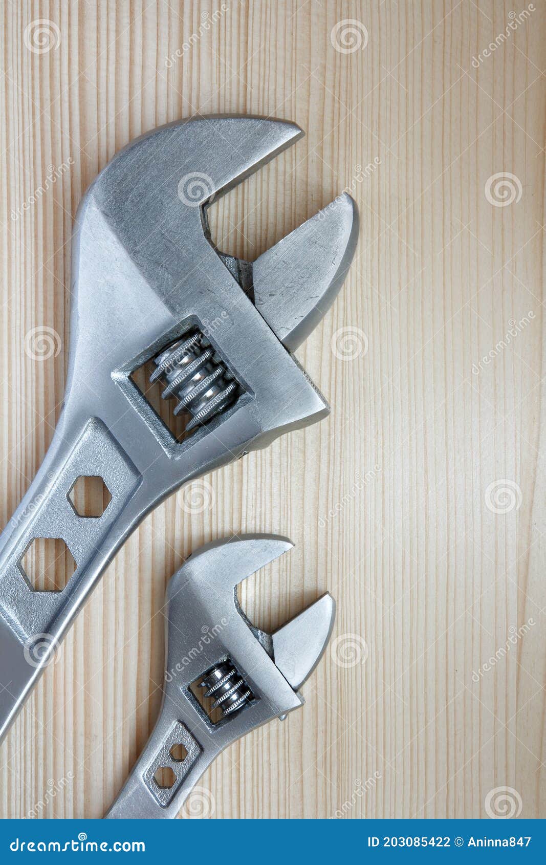 Two Adjustable Wrenches Large and Small Stock Photo - Image of tool ...