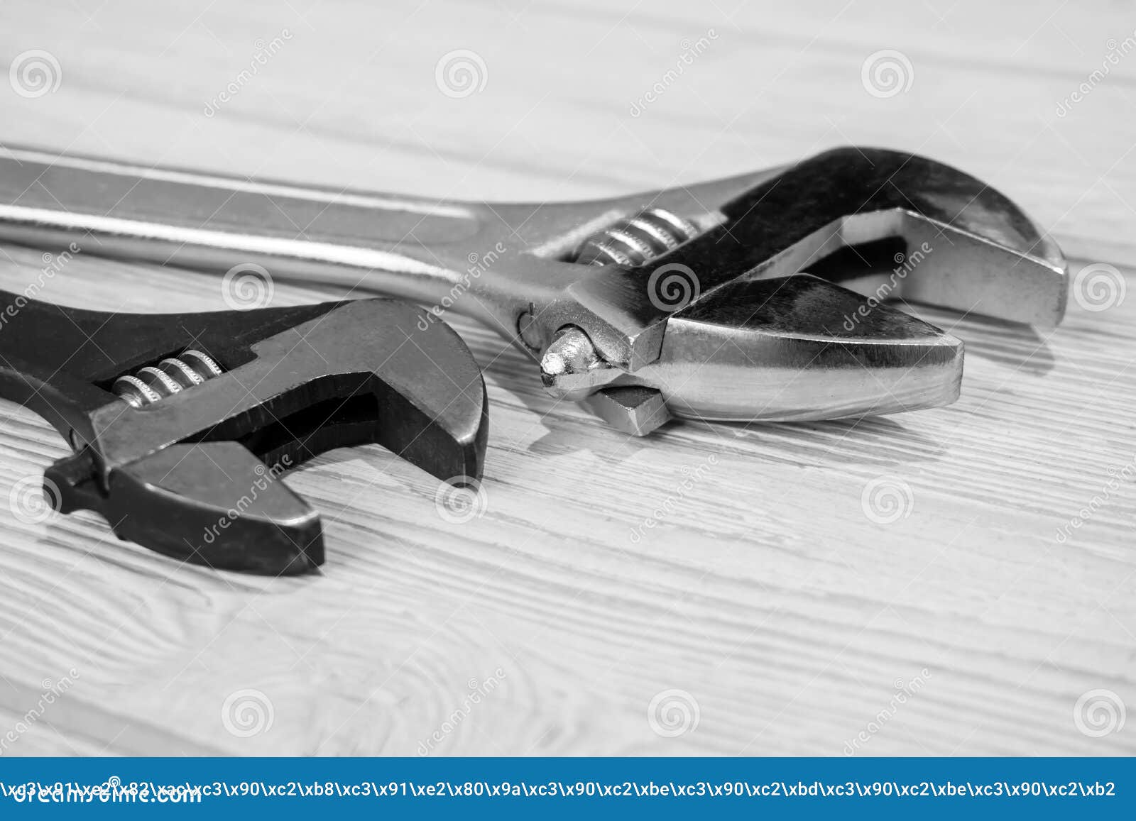 Two Adjustable Wrenches on the Table Close Up Stock Image - Image of ...