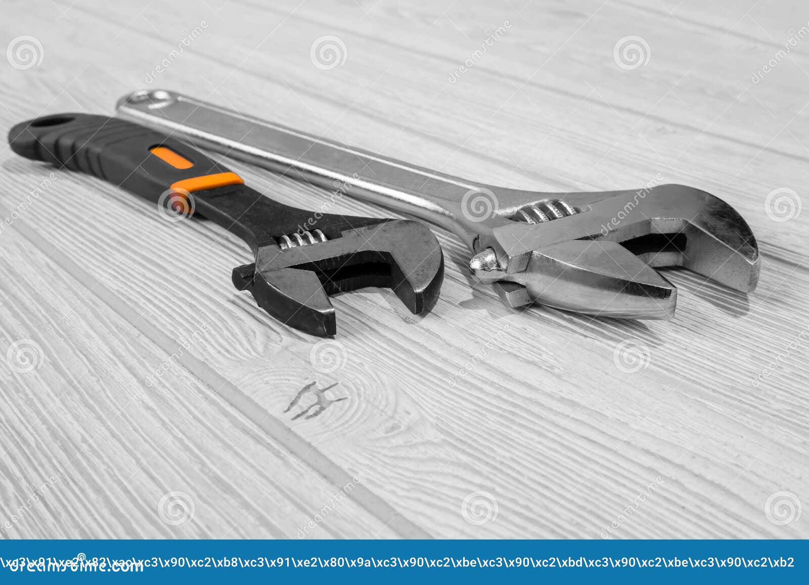 Two Adjustable Wrenches on the Table Close Up Stock Photo - Image of ...