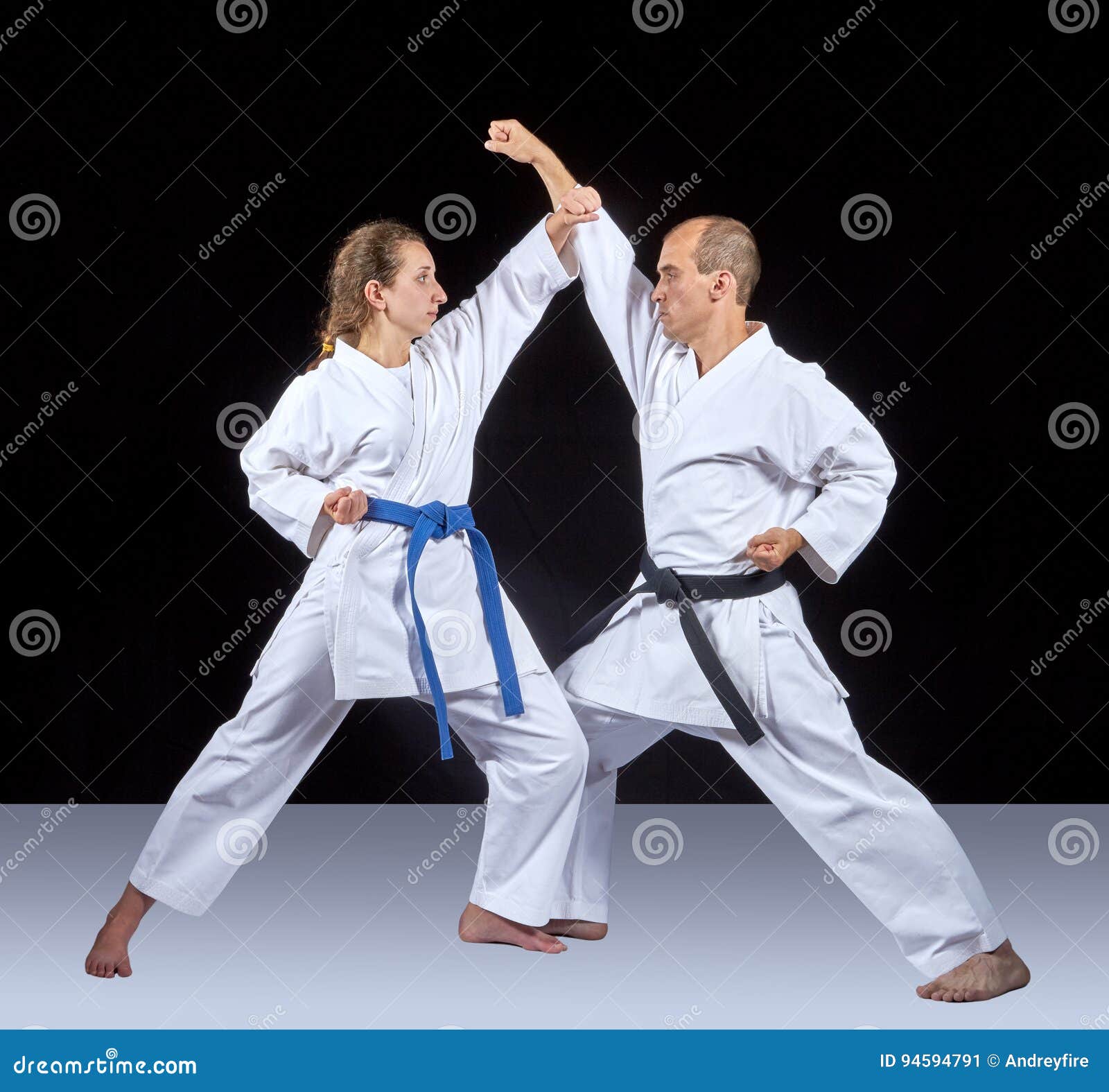 Adult Athletes In Karategi Are Training Punch Arm Royalty-Free Stock ...