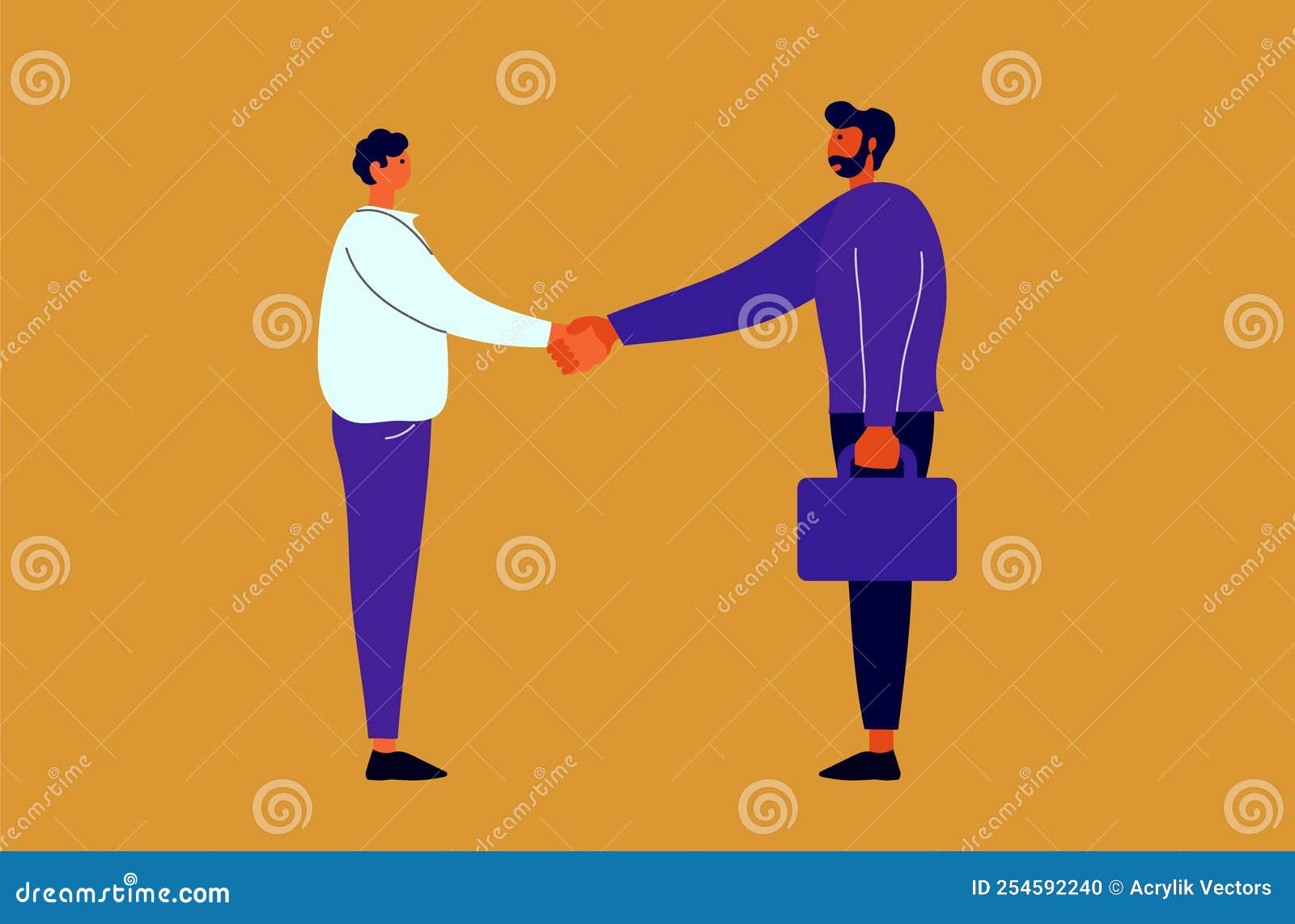 Two Adult Men Shaking Hands Vector Illustration Stock Vector ...
