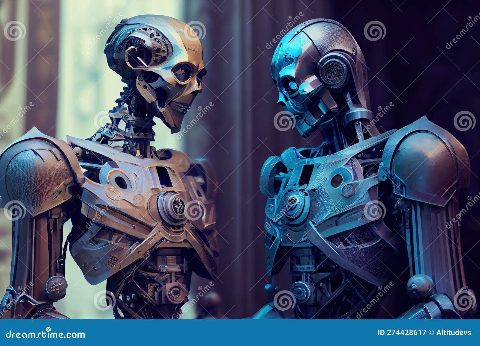Two Advanced Robots, with Human-like Features and Expressions, Converse ...
