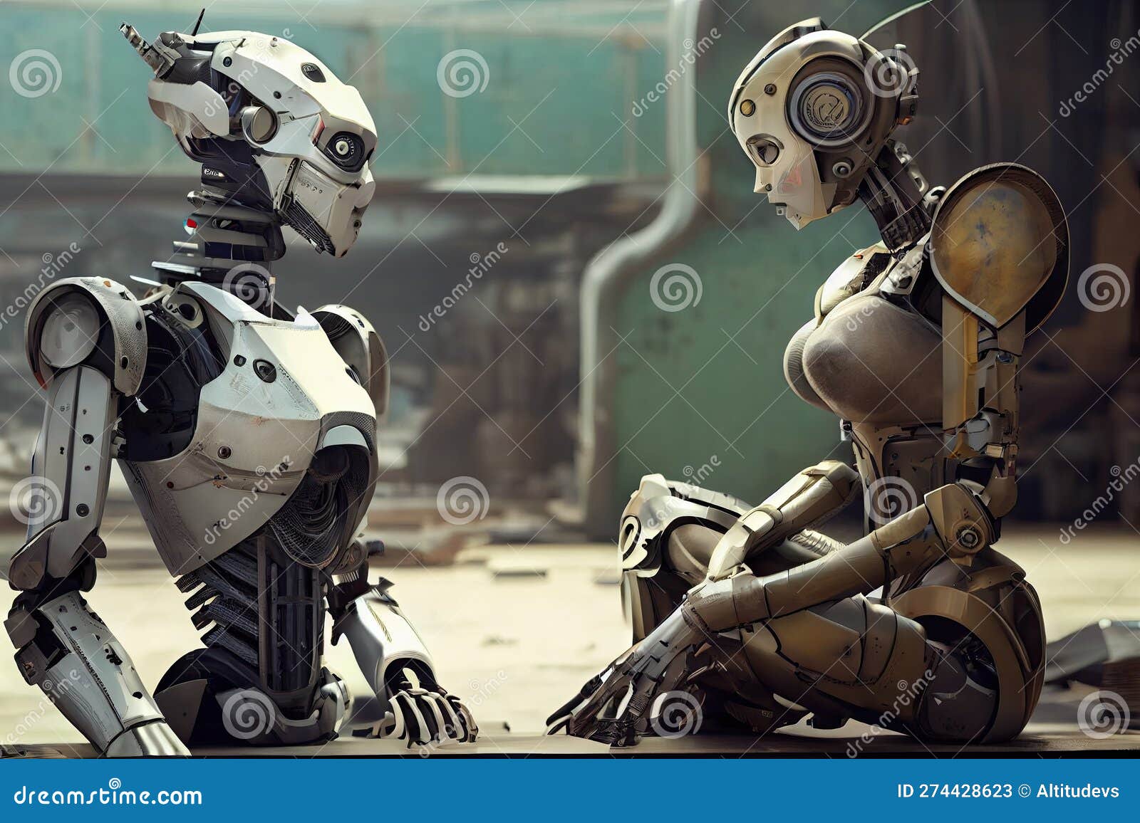 Two Advanced Robots, with Human-like Features and Expressions, Converse ...