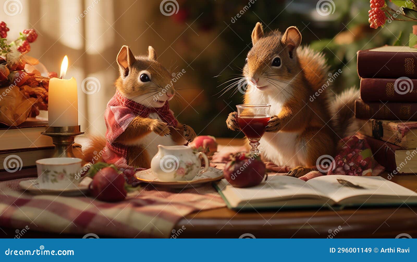 Two Affectionate Squirrels, Sitting Together Stock Illustration ...