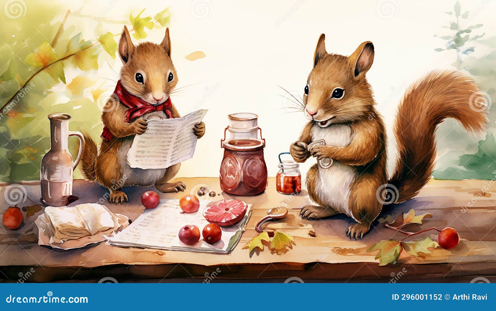Two Affectionate Squirrels, Sitting Together Stock Illustration ...