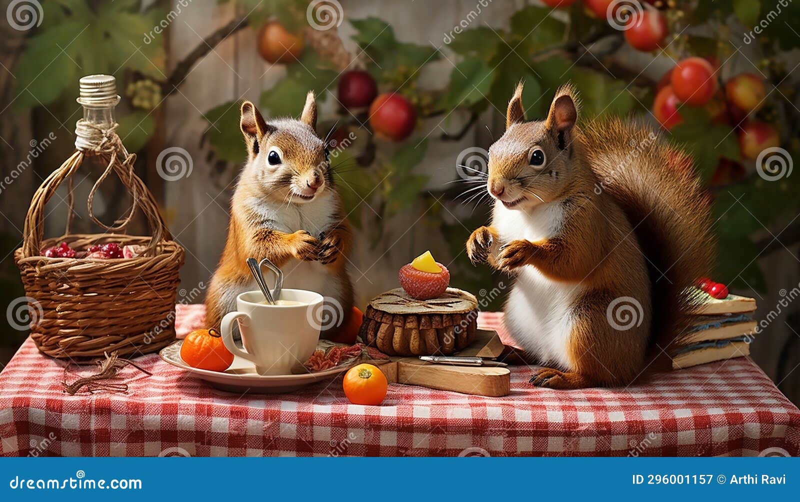 Two Affectionate Squirrels, Sitting Together Stock Illustration ...