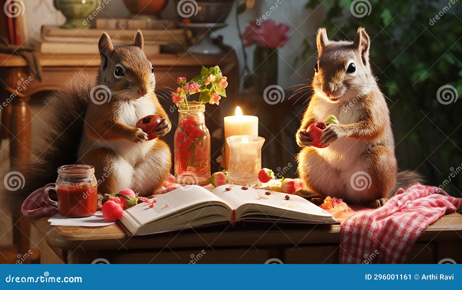 Two Affectionate Squirrels, Sitting Together Stock Illustration ...