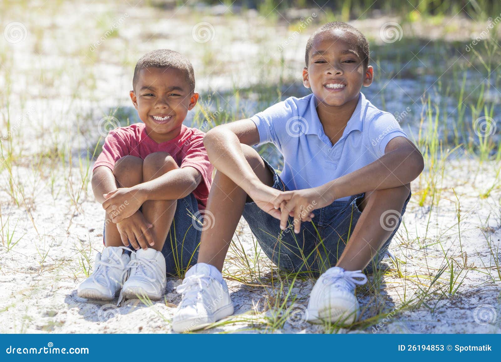 Two African American Boys Outside Stock Image - Image of family ...