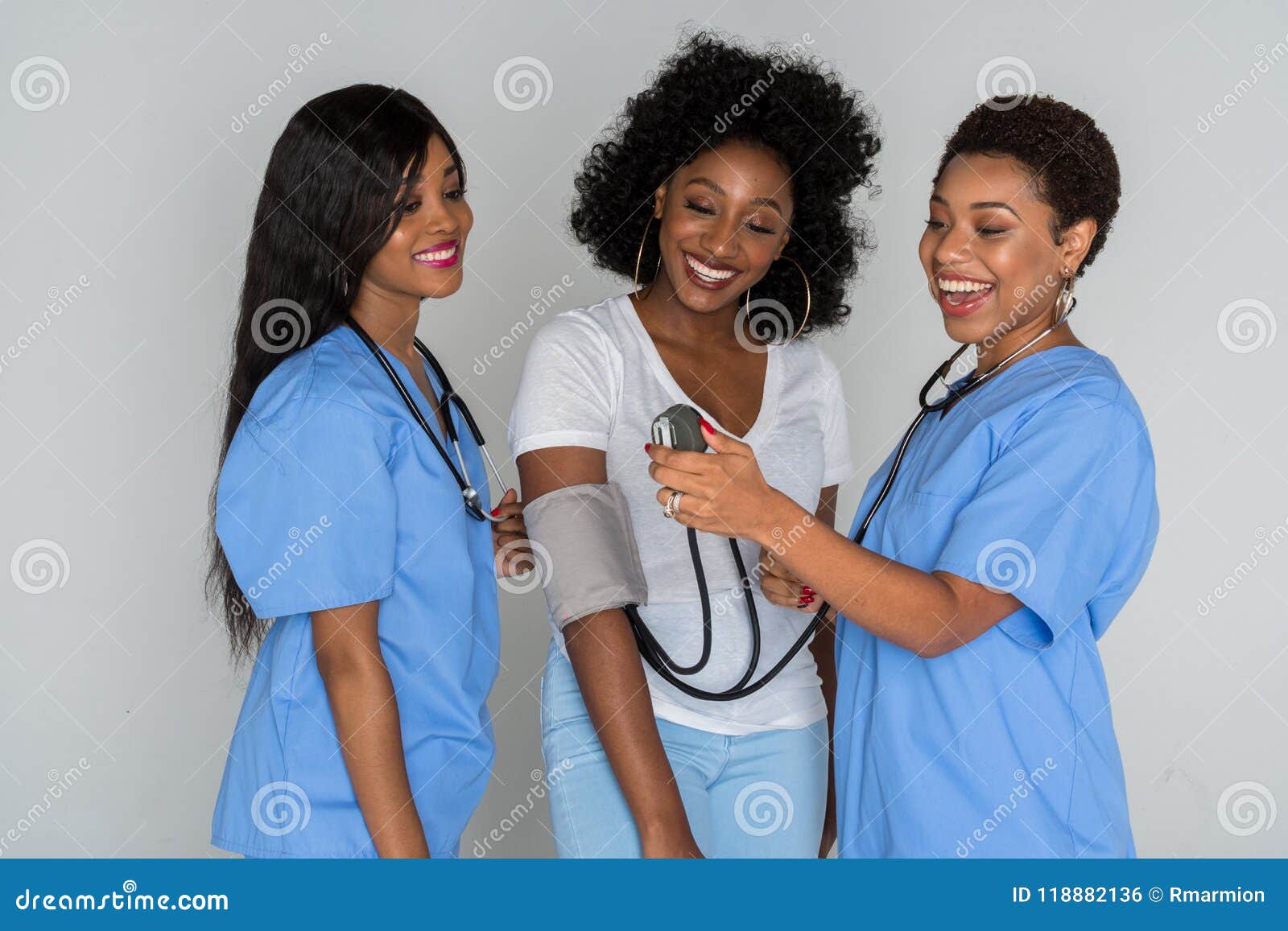Two Nurses with Patient stock photo. Image of blood - 118882136