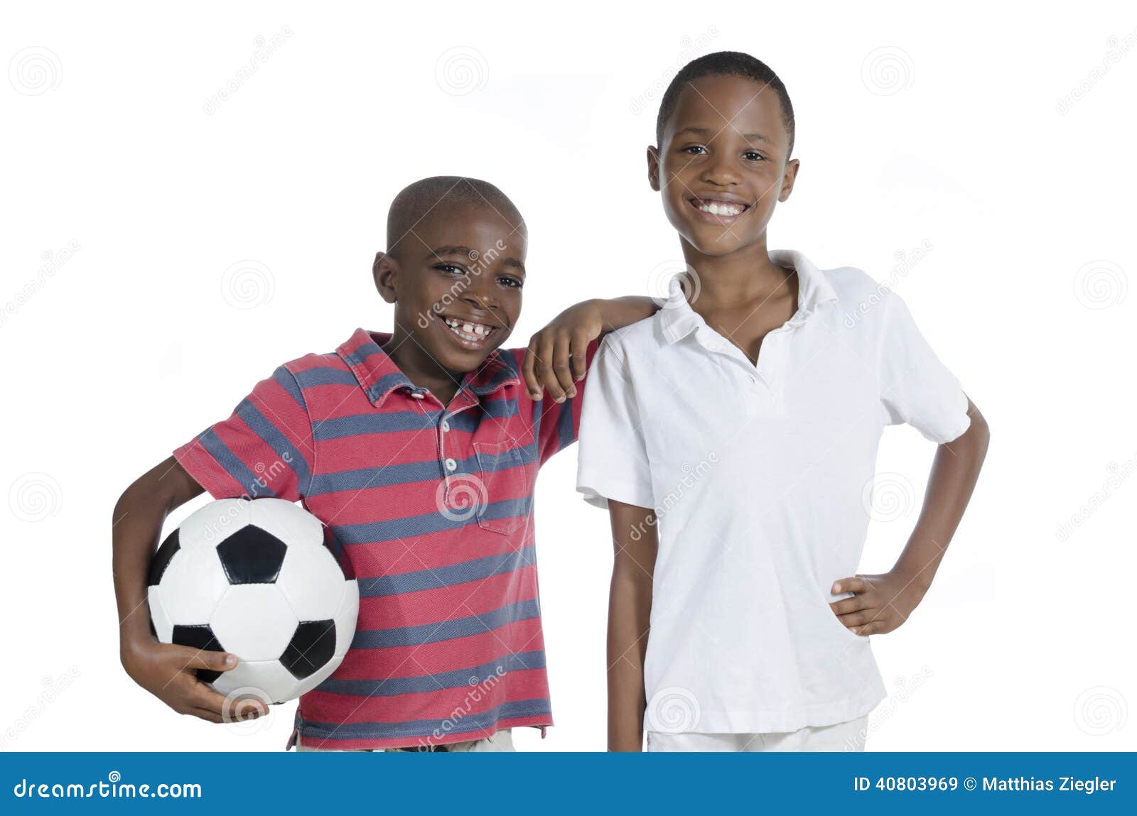 Two African Boys with Foot Ball Stock Image - Image of white, isolated ...