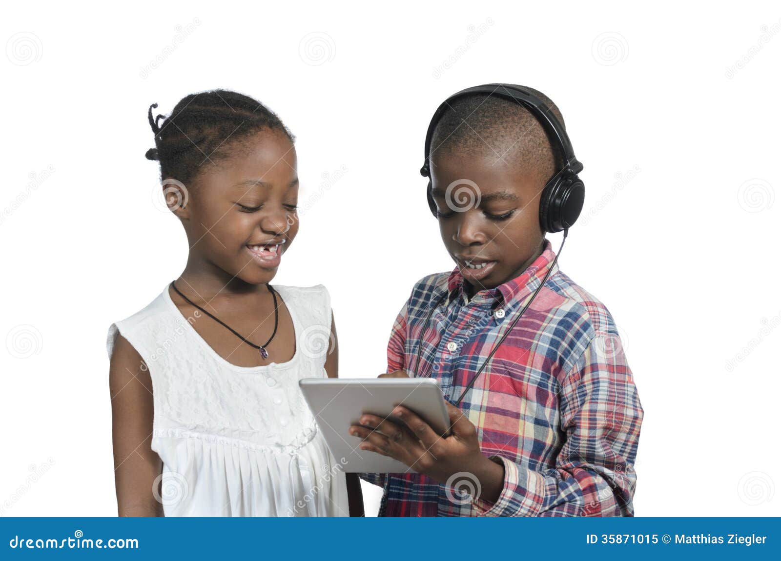 Two African Kids with Tablet PC Stock Image - Image of face, eyes: 35871015