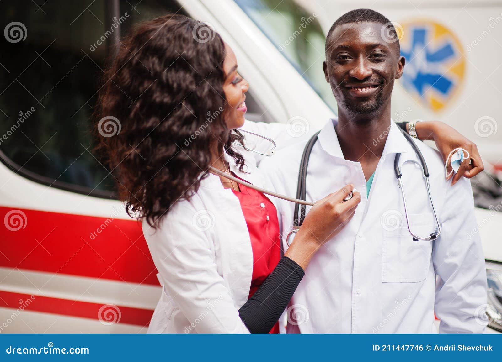 Group of African Paramedic Ambulance Emergency Crew Doctors. Stock ...