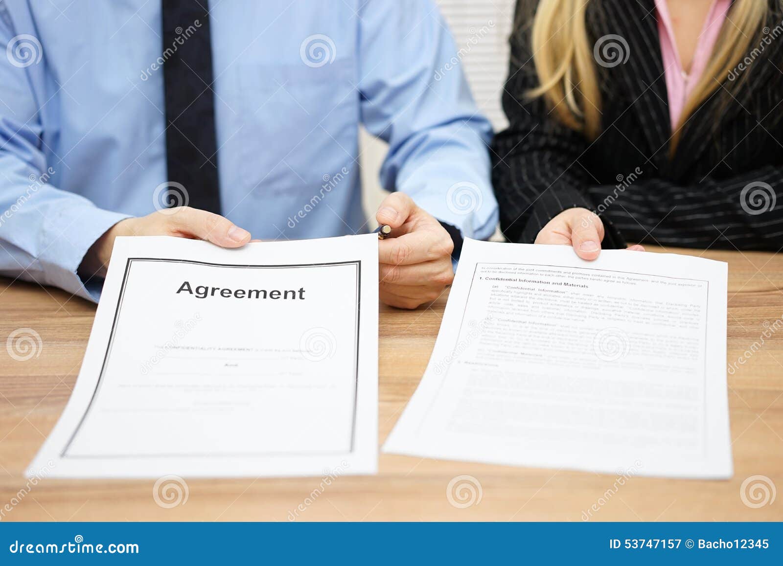 Two Agent are Offering Contract To Sign Stock Image - Image of fake ...