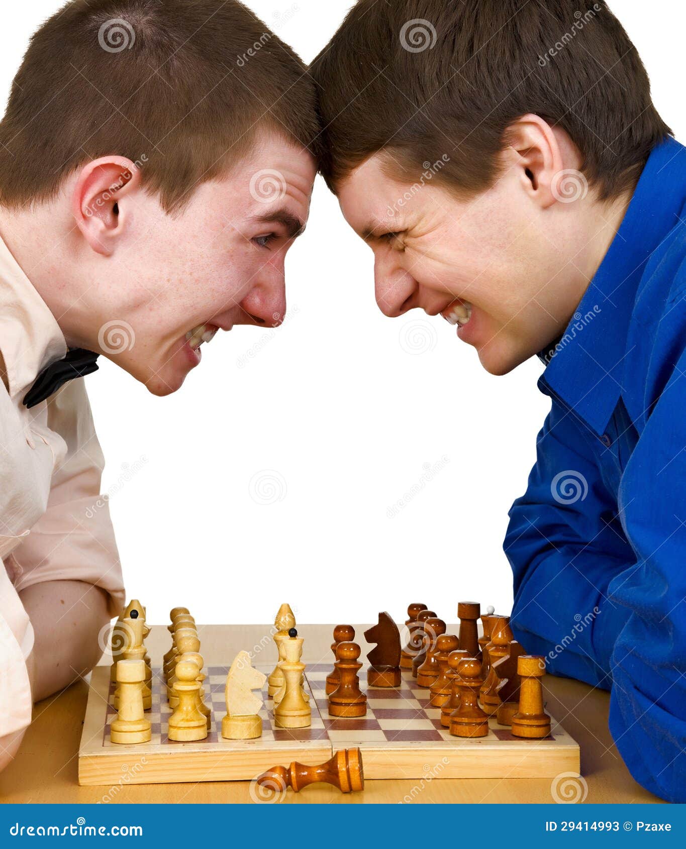 Two Aggressive Chess Opponents Under Chess Board Stock Image - Image of ...
