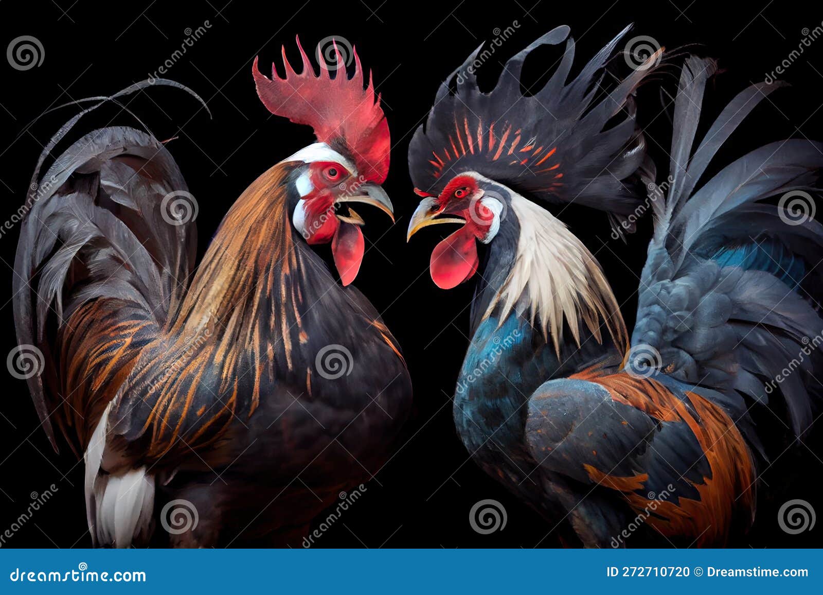Two Aggressive Fighting Roosters in Preparation for Cockfights Stock ...