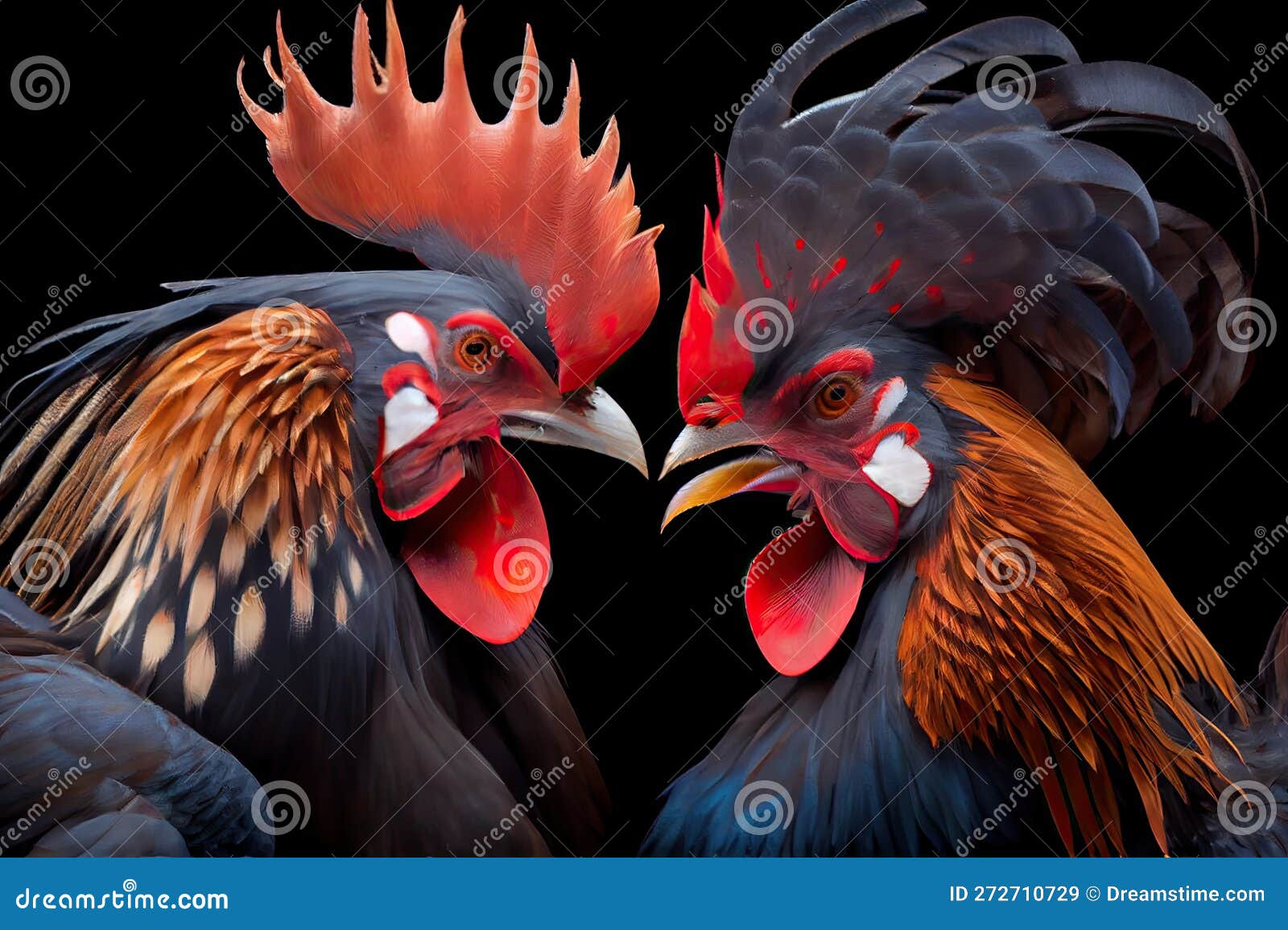 Two Aggressive Fighting Roosters in Preparation for Cockfights Stock ...