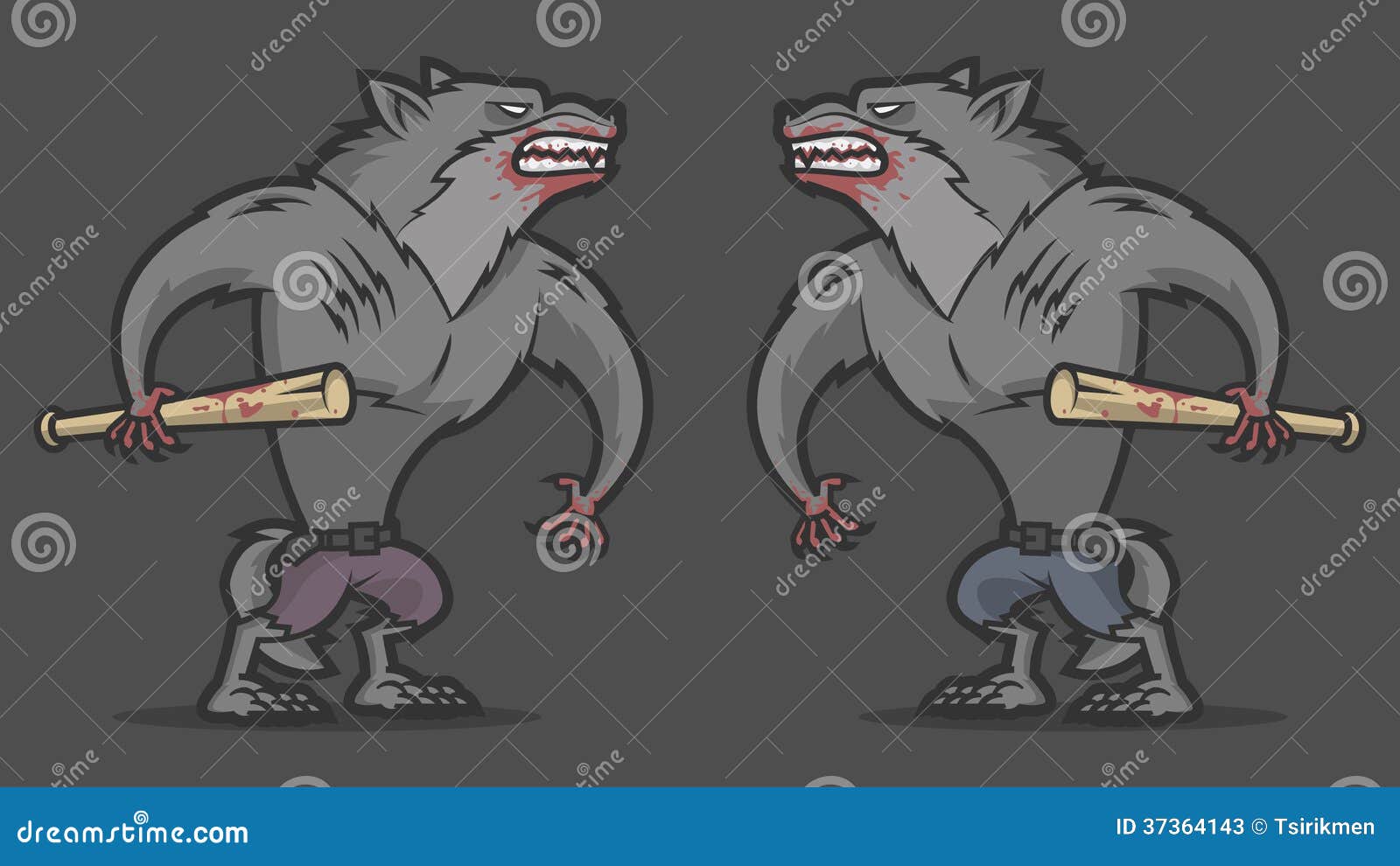 Two Aggressive Werewolf Fighting Stock Vector - Illustration of fear ...