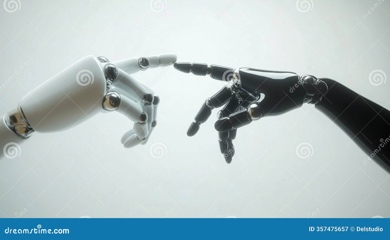 Two AI Robotics Hands Touching Each Other, Artificial Intelligence ...
