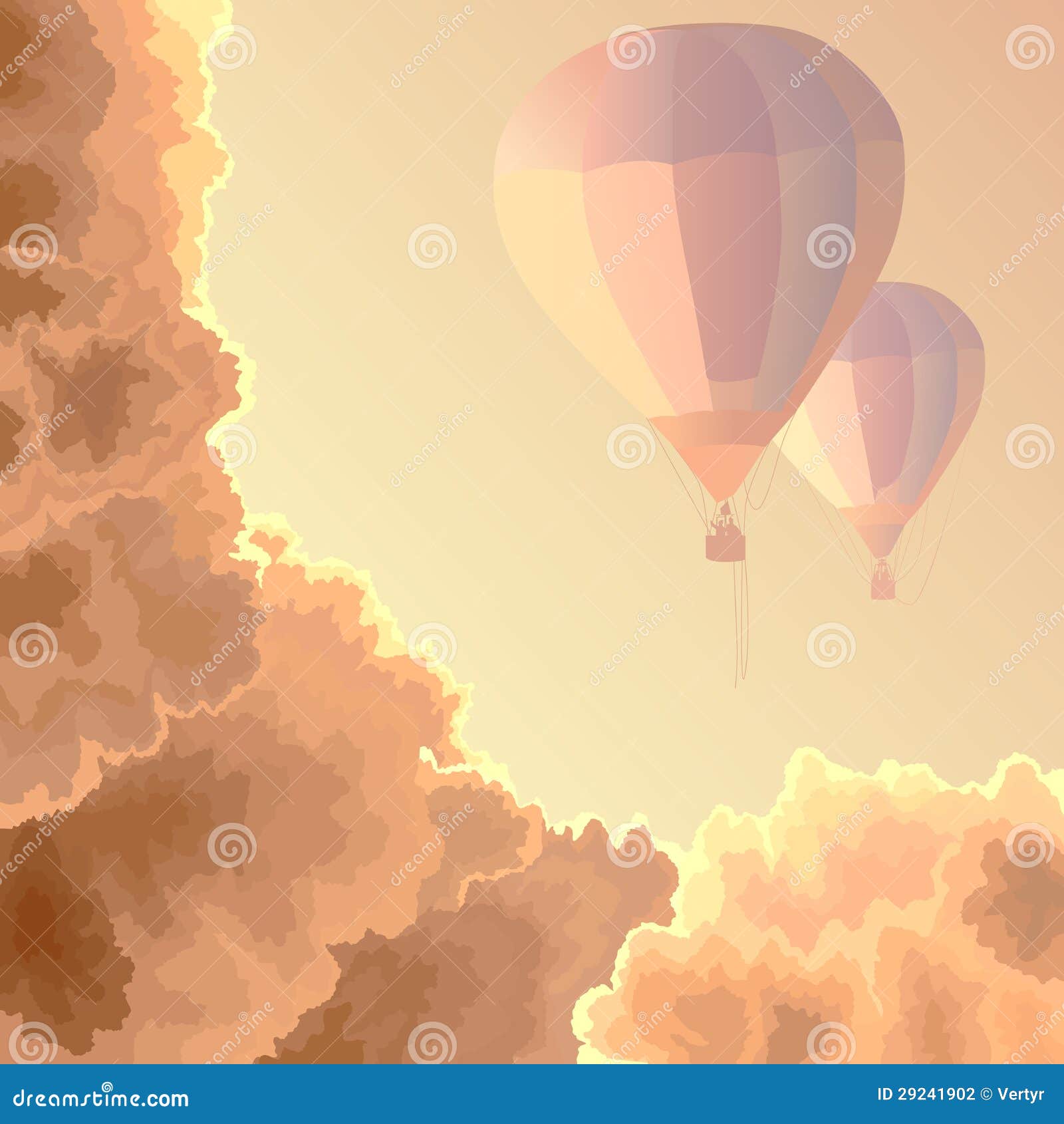 Two Air Balloons, Sky and Clouds. Stock Vector - Illustration of ...