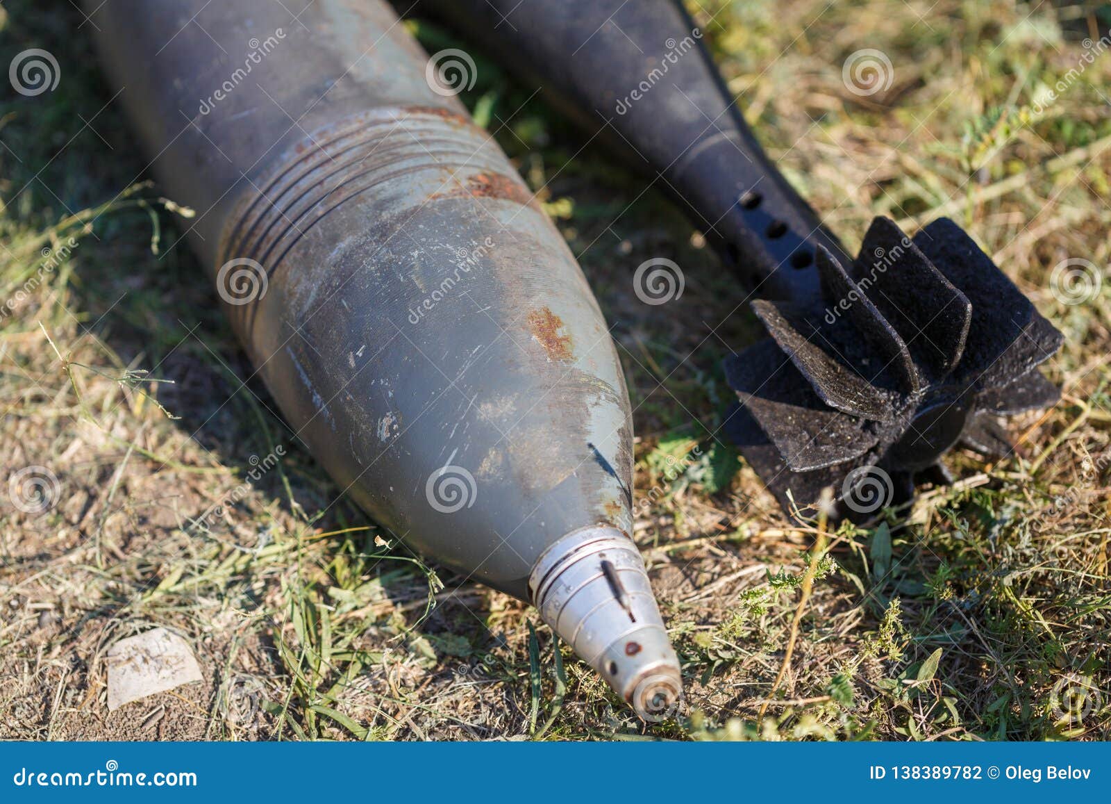 Two Air Bombs from the Second World War Lie on the Grass Stock Photo ...