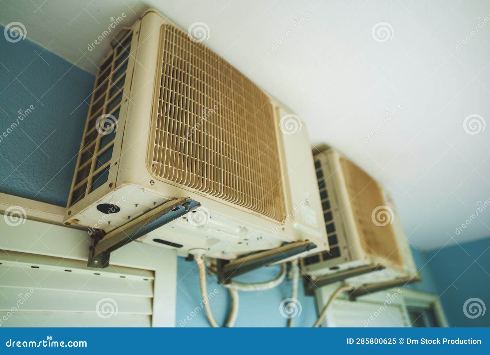 Two air conditioners stock image. Image of outdoor, machinery - 285800625