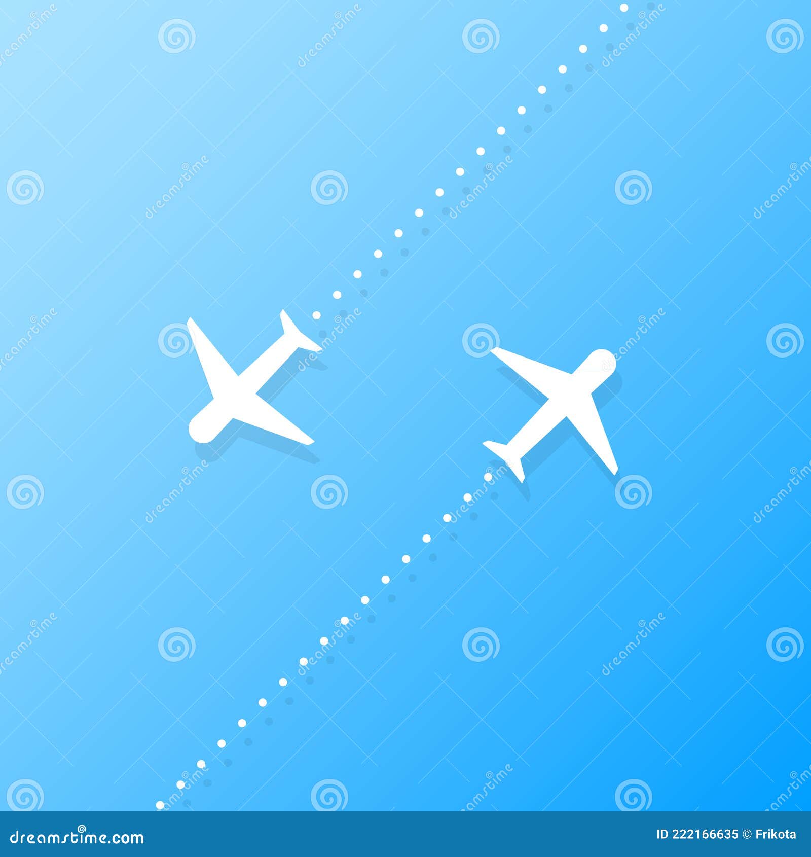 Two Airplanes Flying in Diagonal. Vector Illustration, Flat Design ...