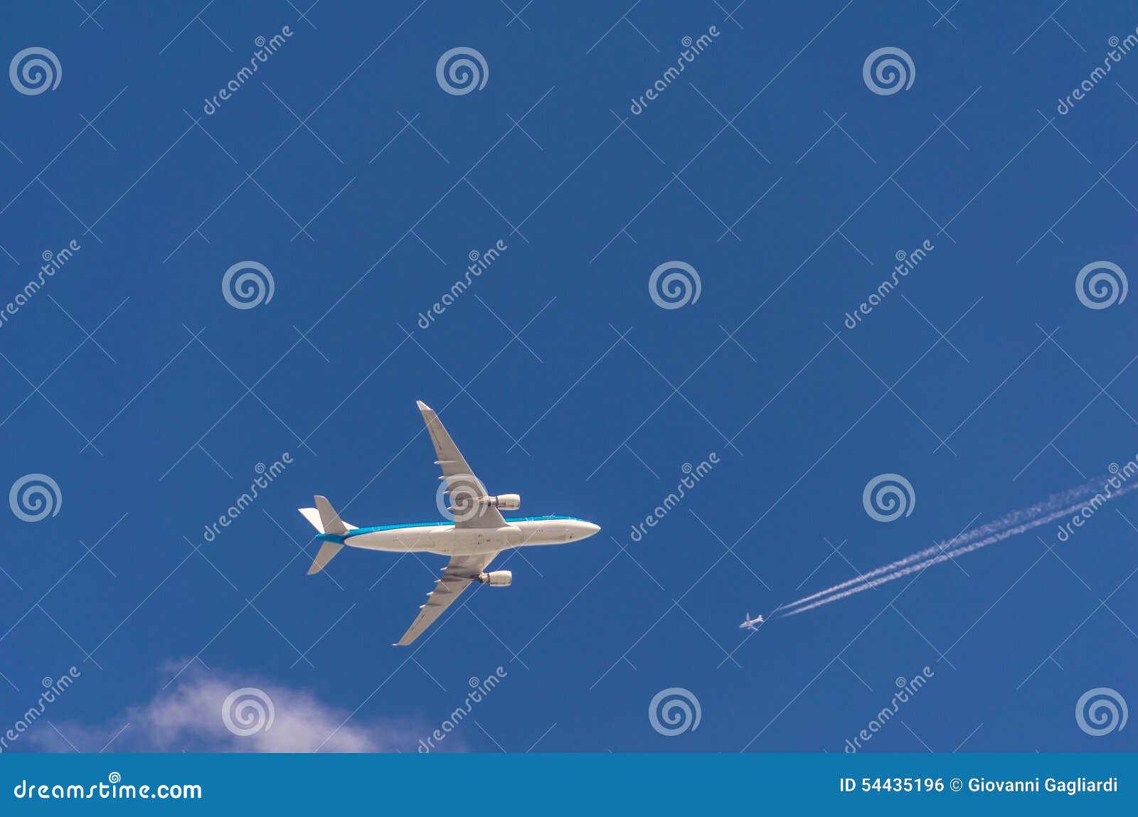 Two Airplanes In The Sky Crossing Paths At Different Flight Travel ...