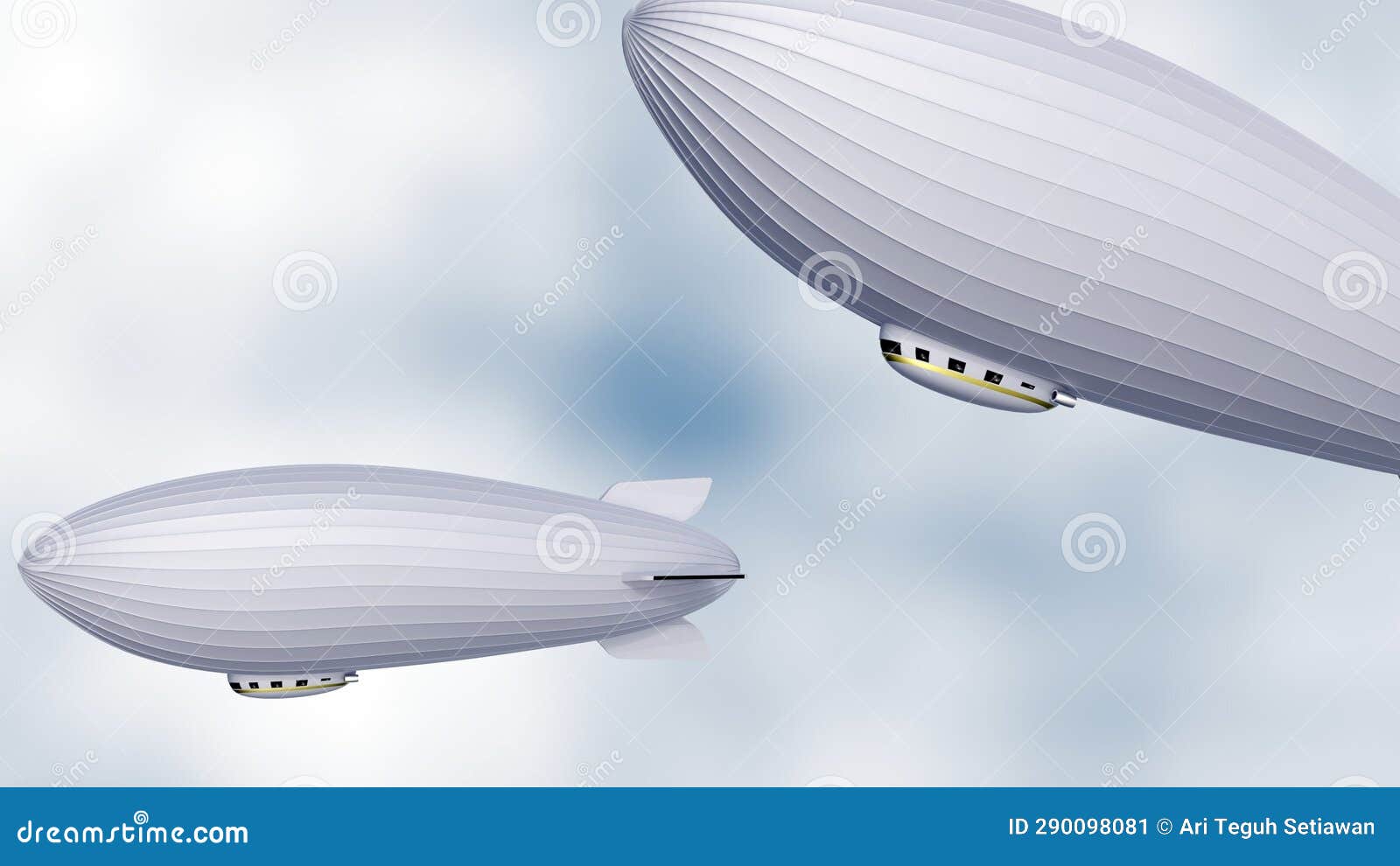 Two Airships Or Dirigible Balloons Are Carrying Containers Stock ...