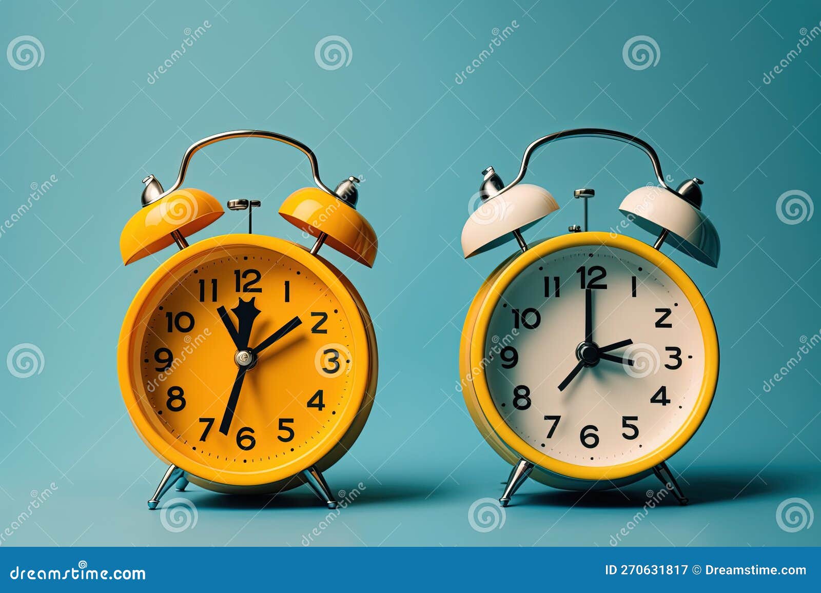 Two Alarm Clocks Side by Side Stock Illustration - Illustration of ...