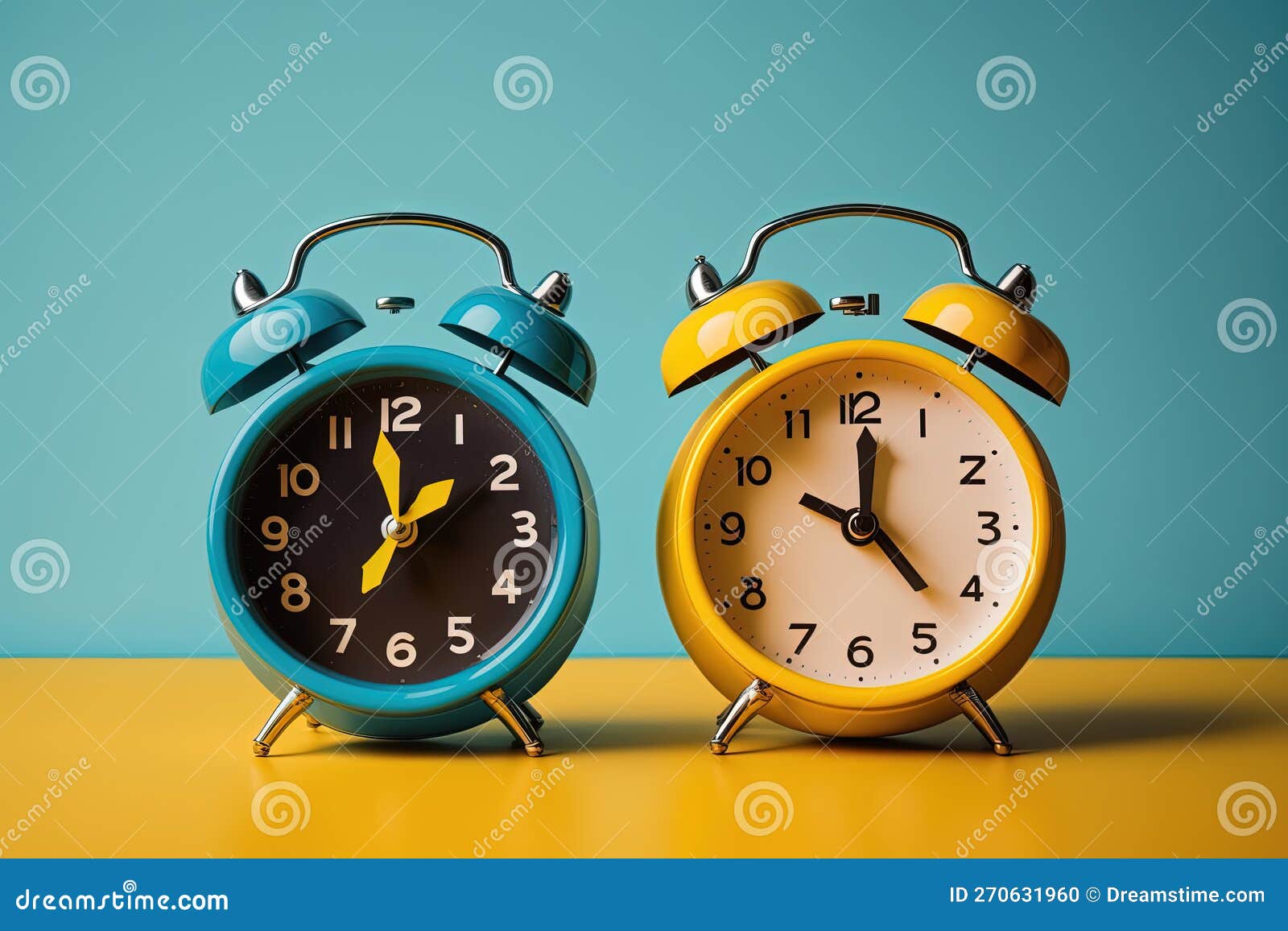 Two Alarm Clocks Side by Side Stock Illustration - Illustration of ...