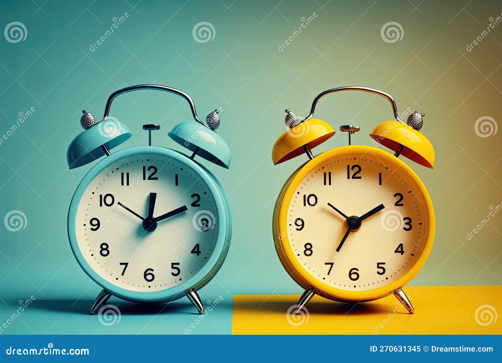 Two Alarm Clocks Side by Side Stock Illustration - Illustration of ...