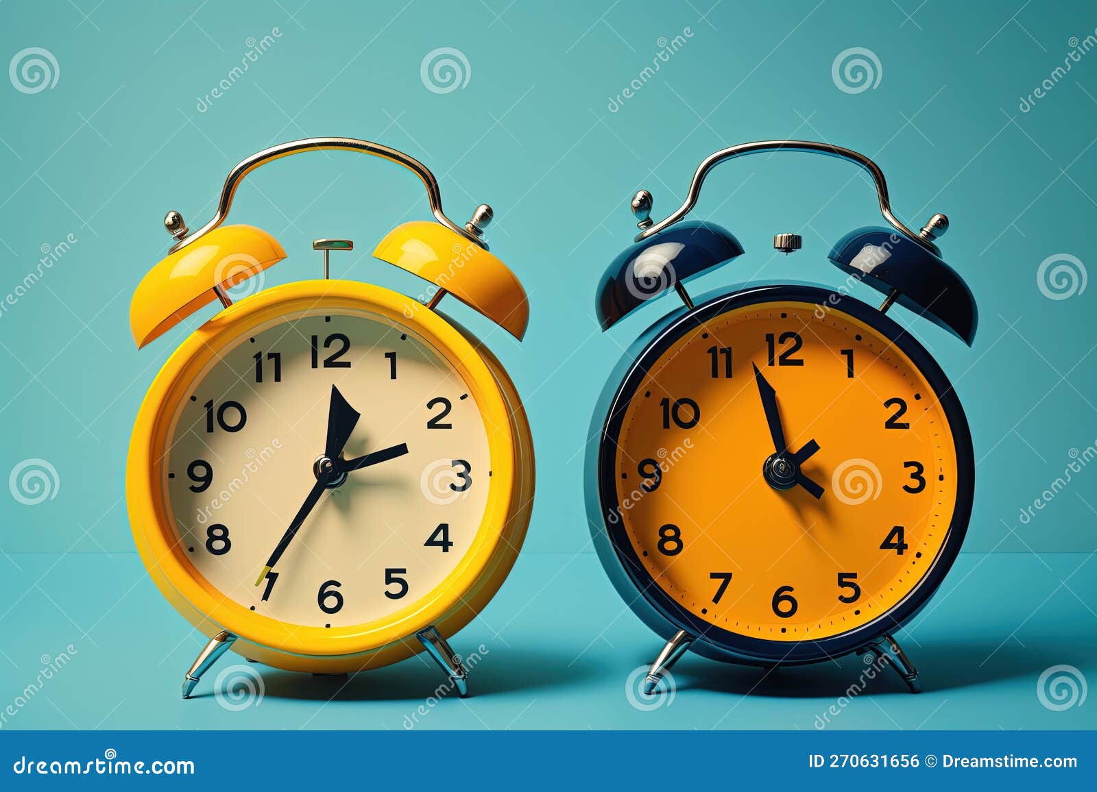 Two Alarm Clocks Side by Side Stock Illustration - Illustration of ...