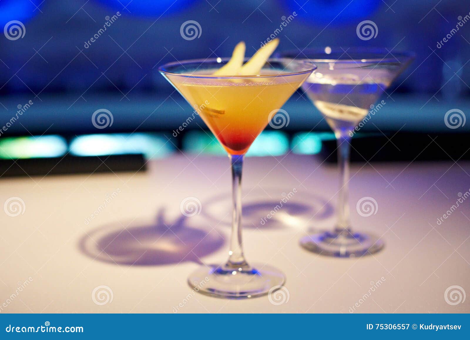 Two Alcohol Cocktails on the Table Stock Image - Image of nightclub ...