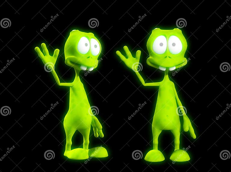 Two Alien s Waving stock illustration. Illustration of color - 3514492