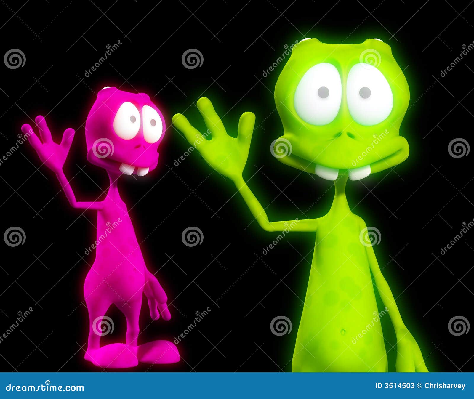 Two Alien s Waving 4 stock illustration. Illustration of wave - 3514503