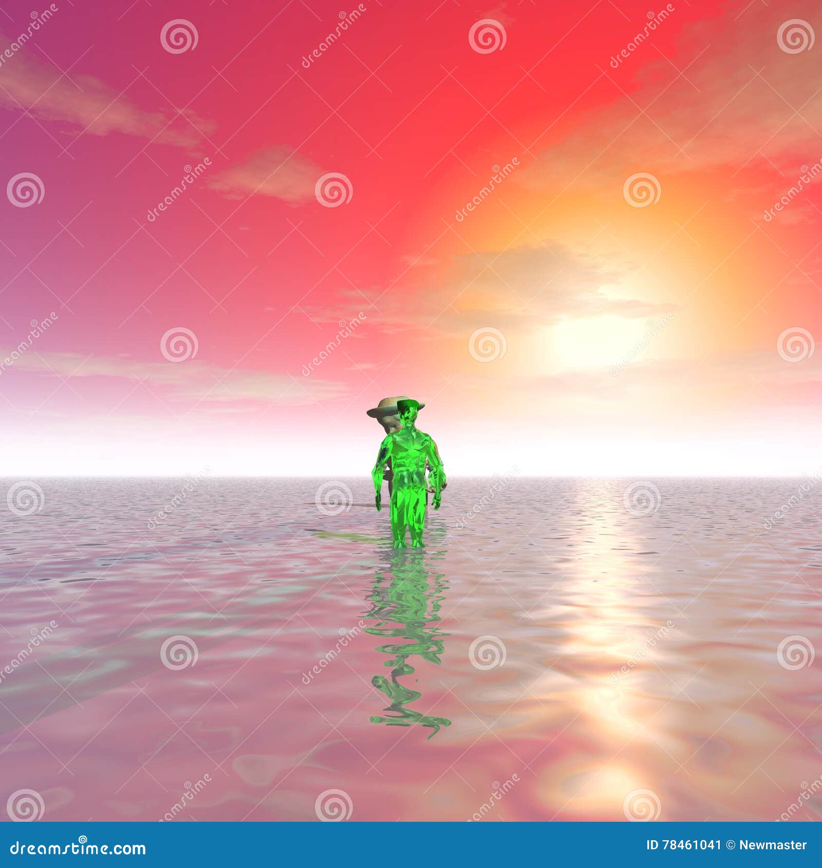 Two Alien Talk in Shallow Water Stock Illustration - Illustration of ...